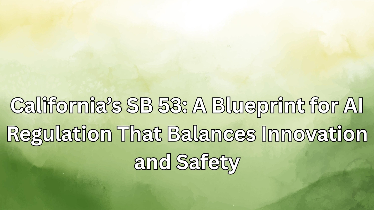 California’s SB 53: A Blueprint for AI Regulation That Balances ...